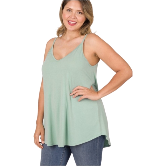 Zenana Outfitters | Tops | New Zenana Plus Size Dusty Green Reversible ...